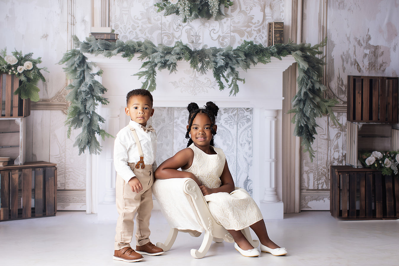 Whitewash Mantel – r2backdrops