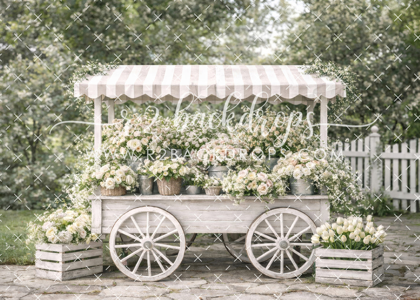 Natural Floral Cart – r2backdrops